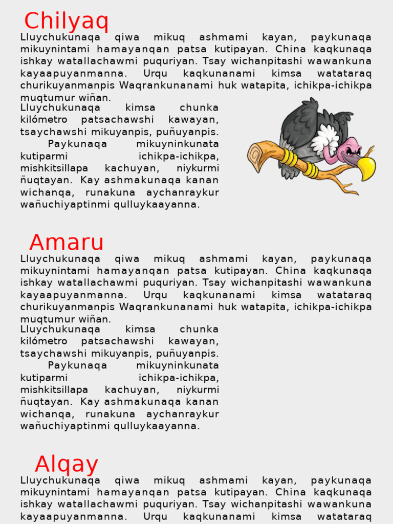Diapositiva de Animales Quechua | PDF
