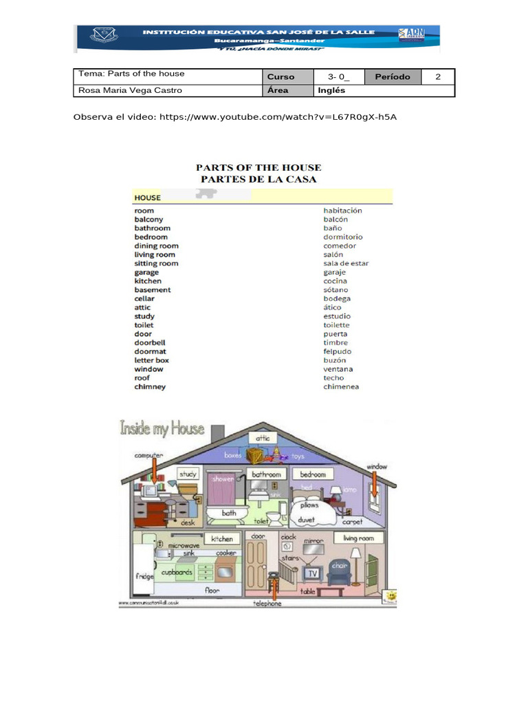 Guia Ingles Partes de La Casa II TRI 2025 | PDF