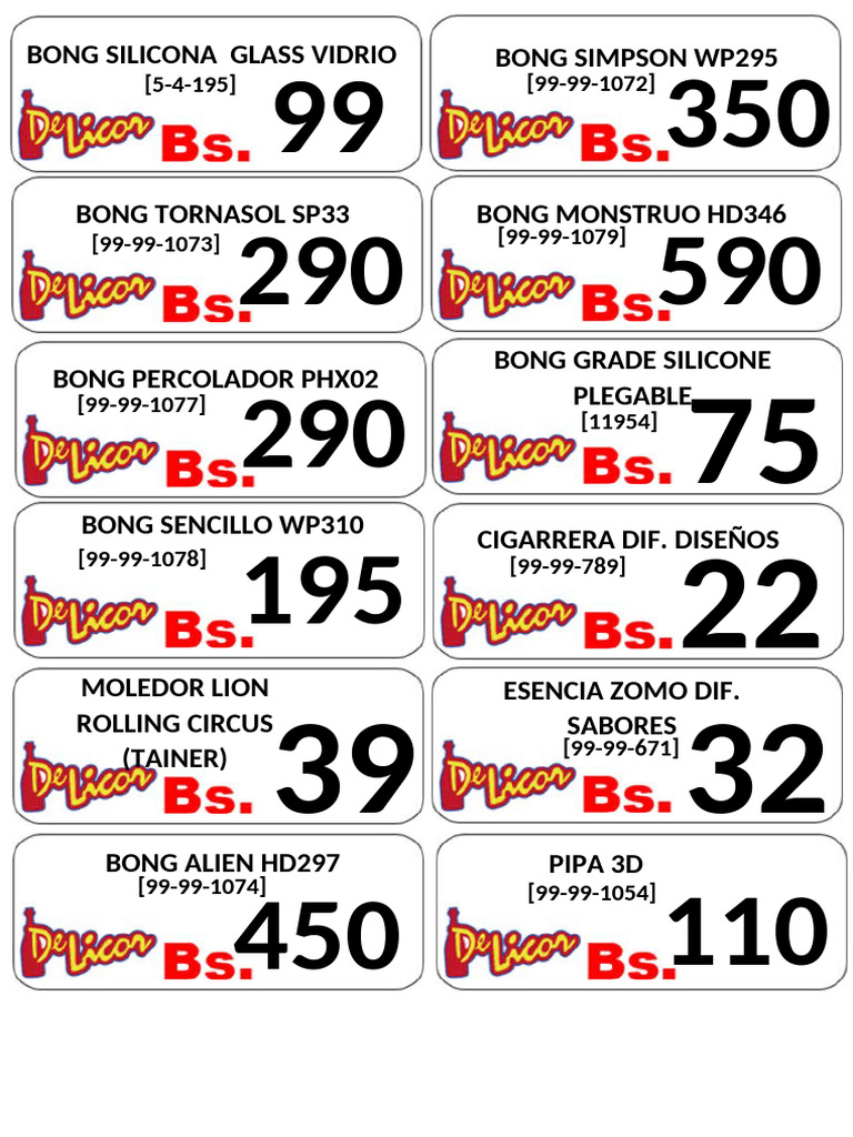 Precios Bongs 30-07-2024 | PDF