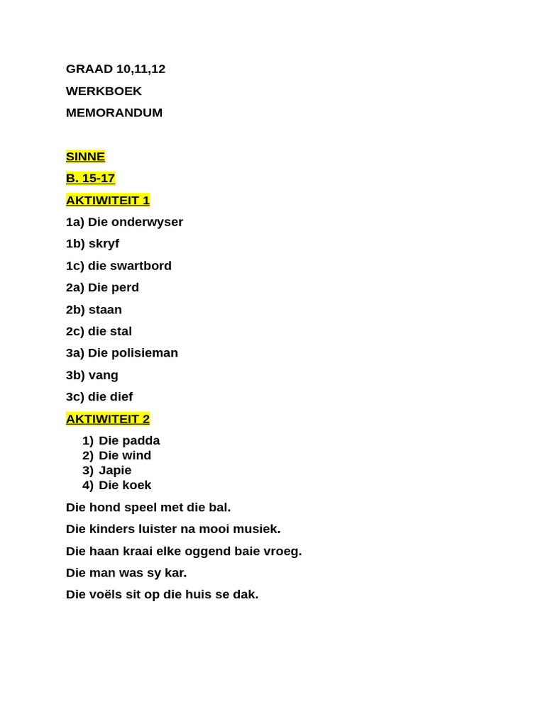 GRAAD 10,11,12 MEMO SINNE, AKRONIEME, AFKORTINGS | PDF
