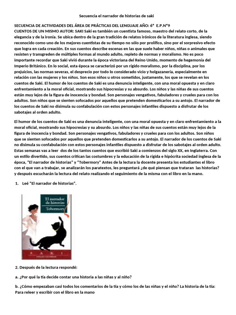 Secuencia El Narrador de Historias de Saki | PDF | Era Victoriana | Saki