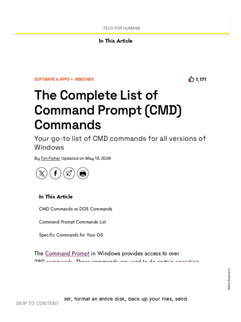 The Complete List of Command Prompt (CMD) Commands | PDF | Microsoft Windows | Command Line ...