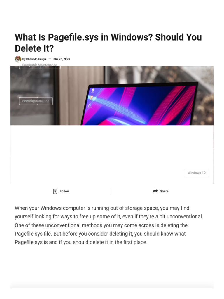 What Is Pagefile - Sys in Windows - Should You Delete It | PDF ...