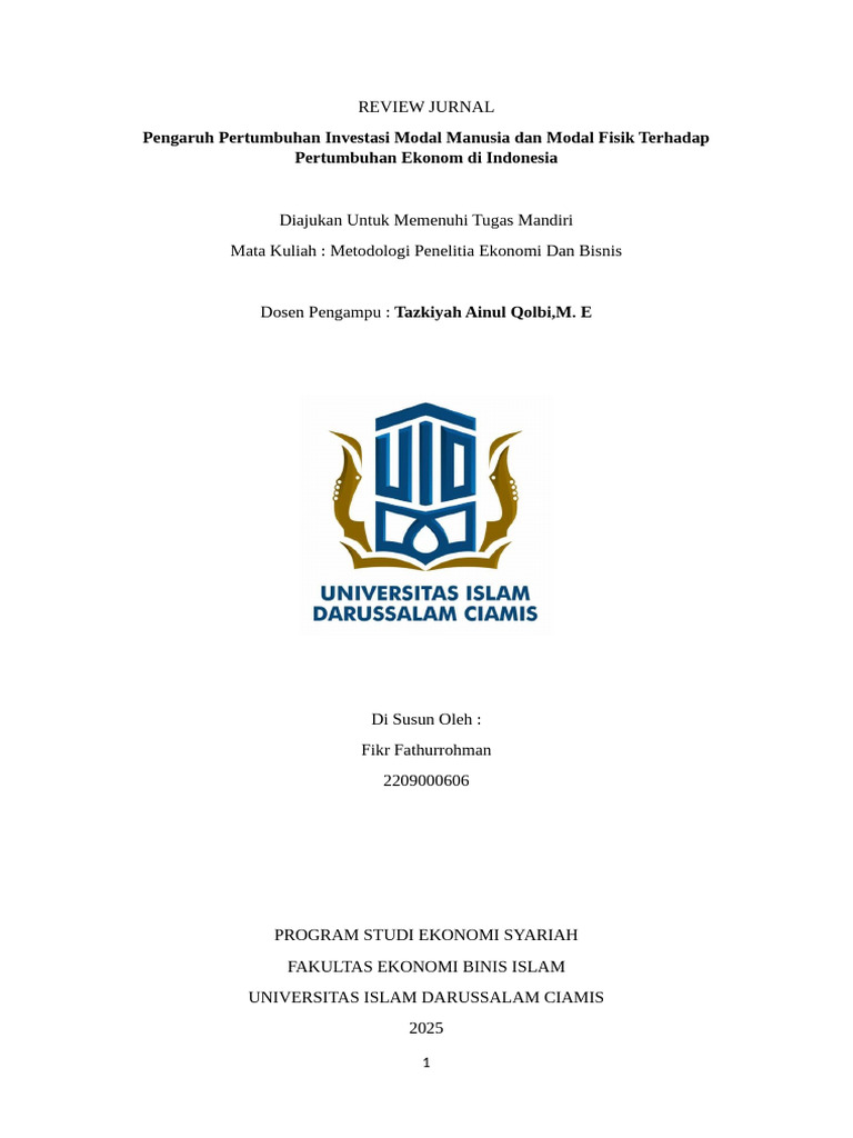 Investasi Modal Manusia dan Fisik di Indonesia | PDF