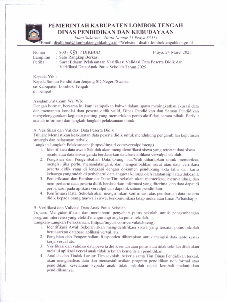 Surat Edaran Verval PD Dan Verval Ats 2025 Stampel | PDF