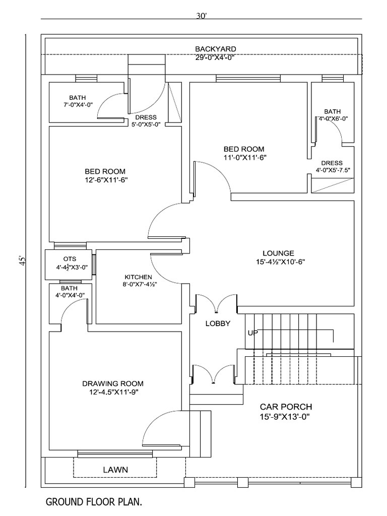 Ground Floor Plan 30x45 | PDF