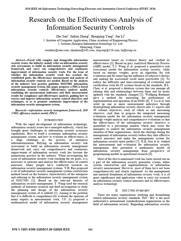 Effectiveness of Information Security Controls | PDF | Information ...