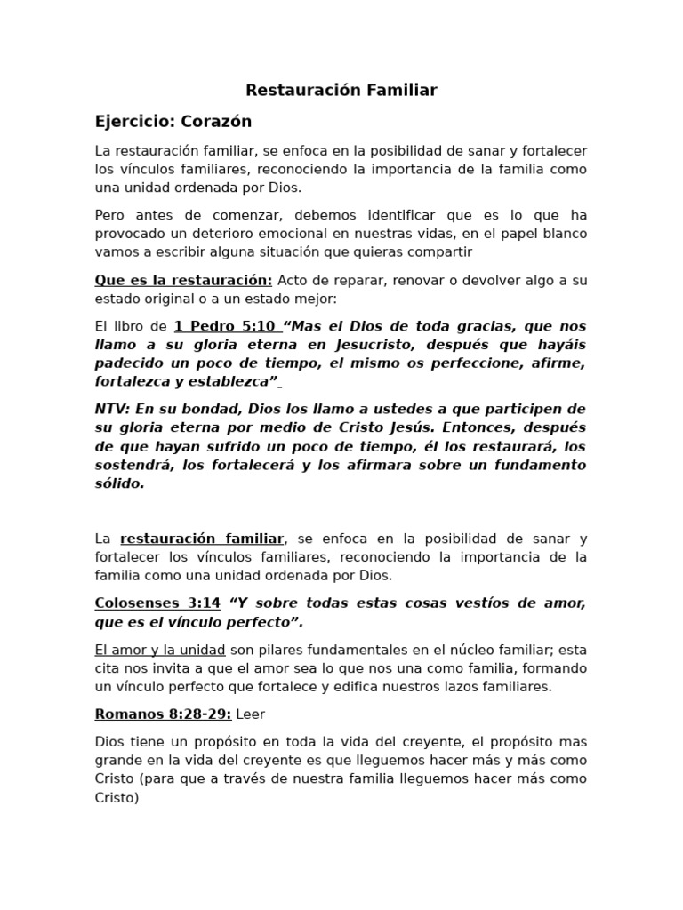 Restauración Familiar según la Biblia | PDF | Amor | Perdón