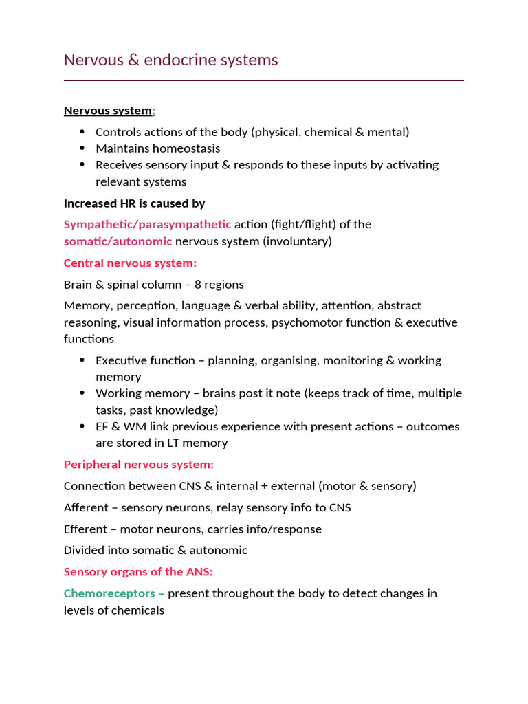 nervous & endocrine systems | PDF | Cell Signaling | Nervous System