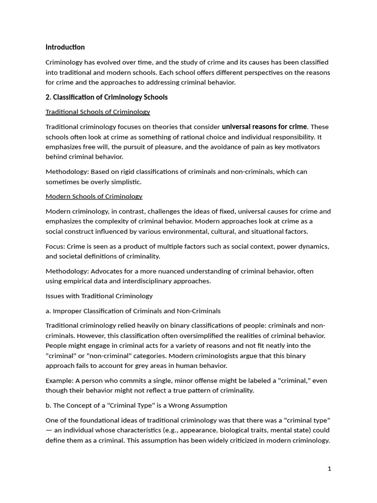 Modern School of Criminology | PDF | Deviance (Sociology) | Crimes