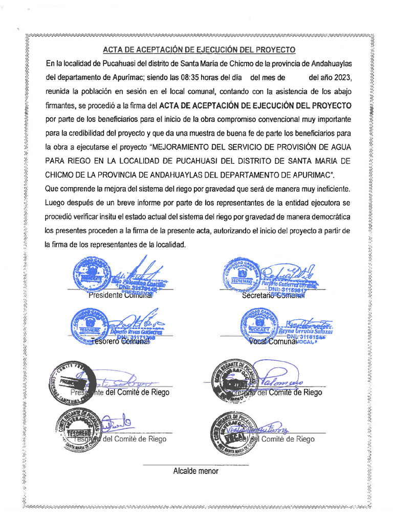 Acta de aceptacion de ejecucion | PDF