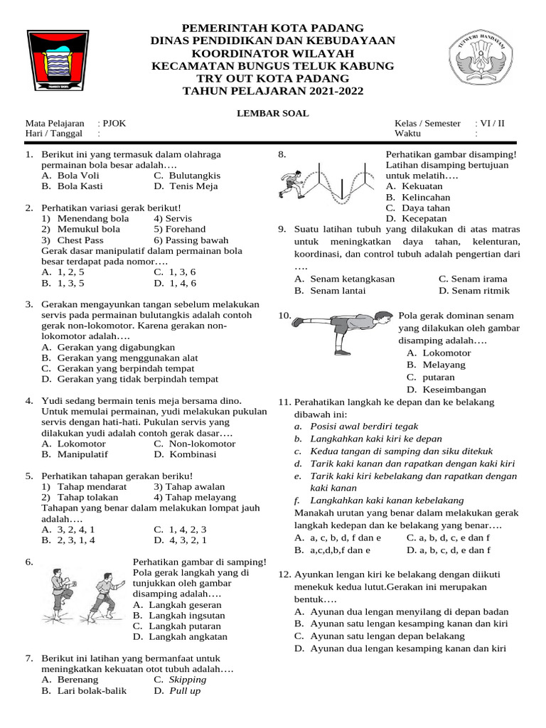 Soal Pjok to Kelas 6 2021_2022 | PDF