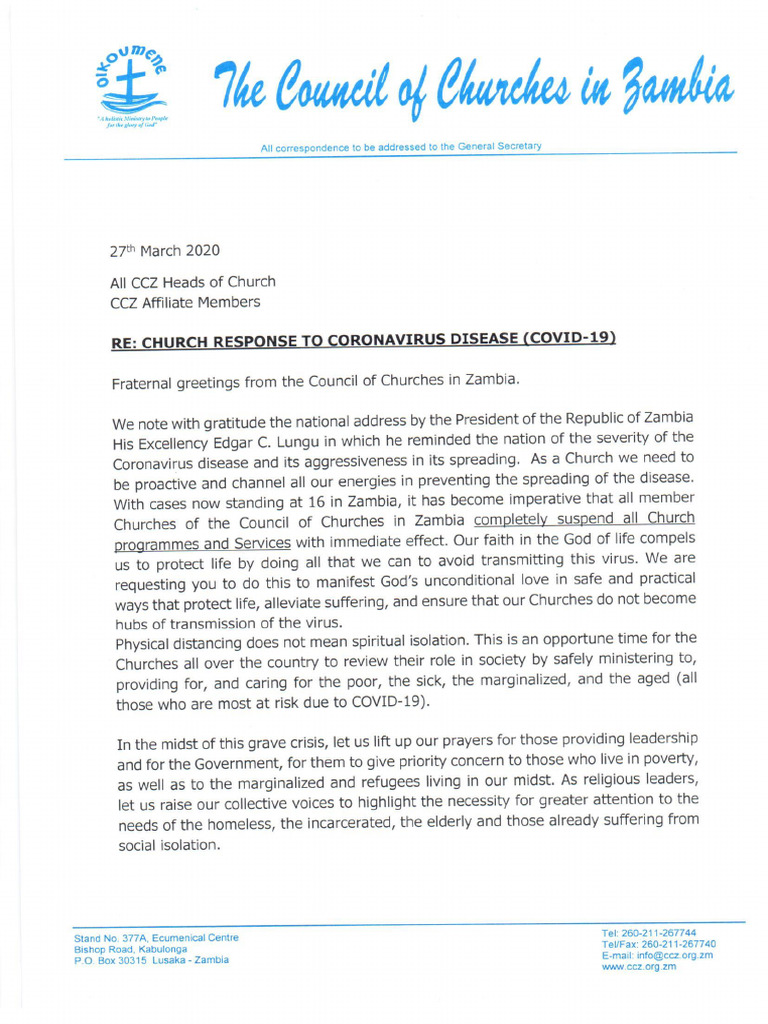 Letter Closure of Churches | PDF