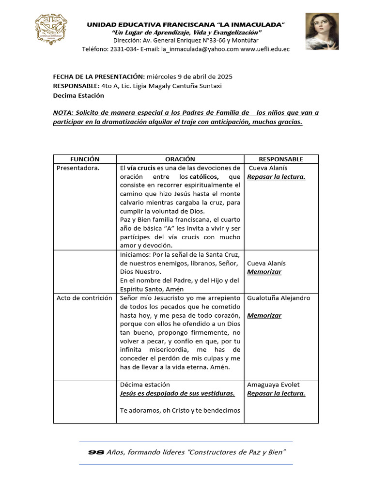 Decima Estación | PDF | Estaciones de la Cruz | Oración
