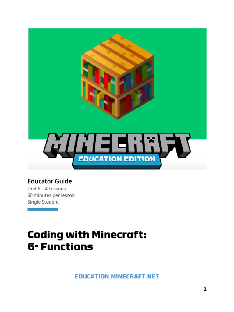 8325548264145603-Coding With Minecraft - Unit 6 - Functions | PDF | Computer Program | Programming