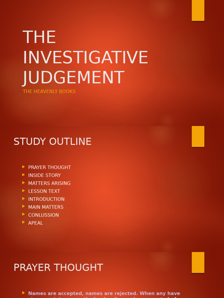 The Investigative Judgement | PDF | Sin | Christian Belief And Doctrine