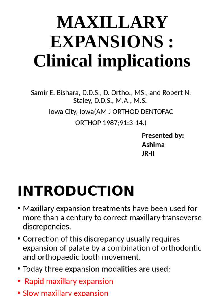 Maxillary Expansion Techniques Explained | PDF | Dentistry Branches ...