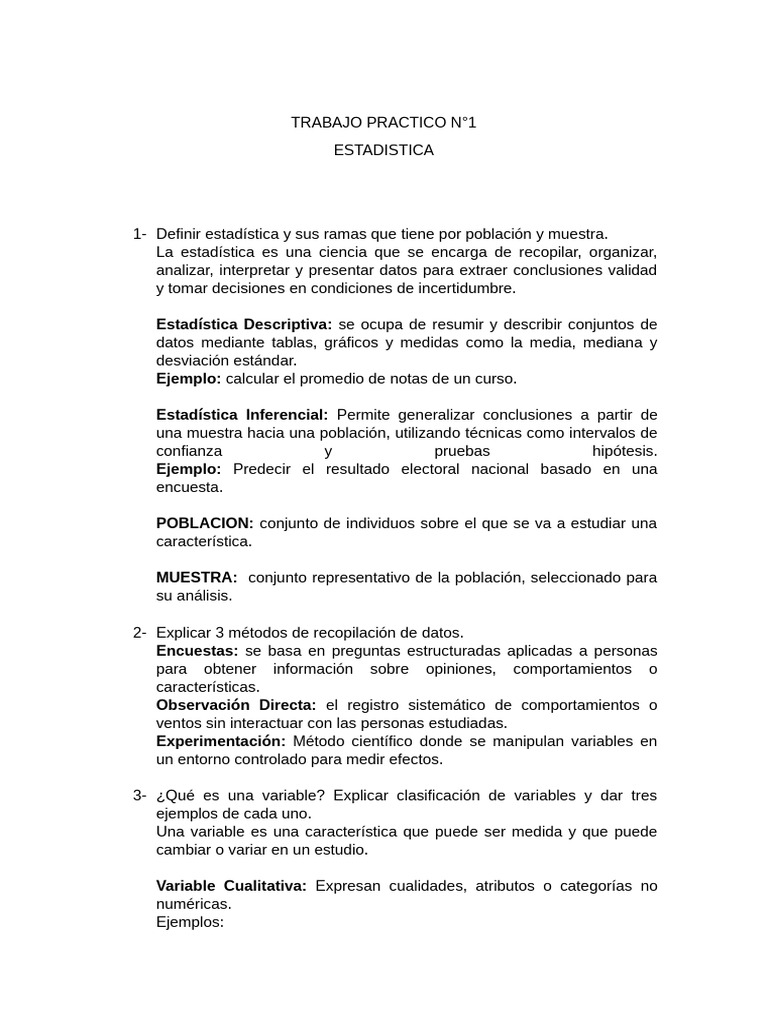 TP1 Estadistica Cesar Lazaro | PDF | Estadísticas | Datos