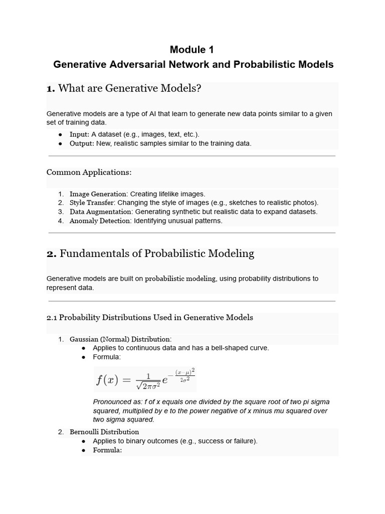 AAI - Module 1 - Generative Adversarial Network and Probabilistic ...