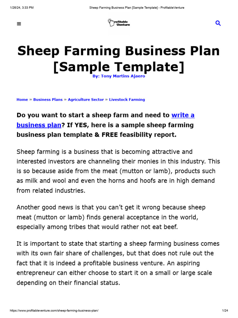 1-Sheep Farming Business Plan [Sample Template] - ProfitableVenture ...