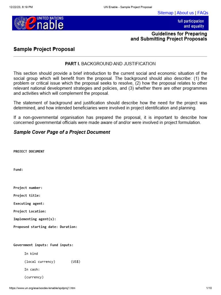UN Enable - Sample Project Proposal | PDF | Budget | Policy