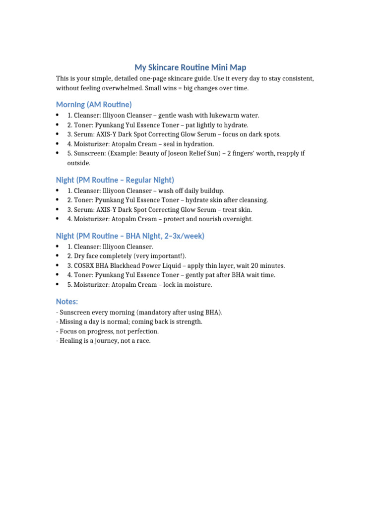 Skincare Routine Mini Map | PDF