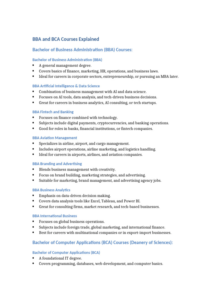 BBA vs BCA: Course Comparisons | PDF | Internet Of Things | Data Science