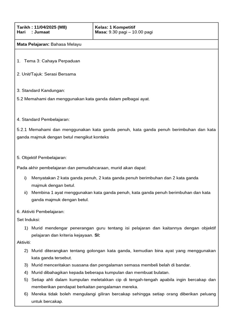 RPH 11 April 2025 Jumaat (M8) | PDF