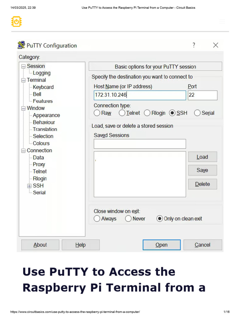 Use Putty To Access The Raspberry Pi Terminal From A Computer Circuit