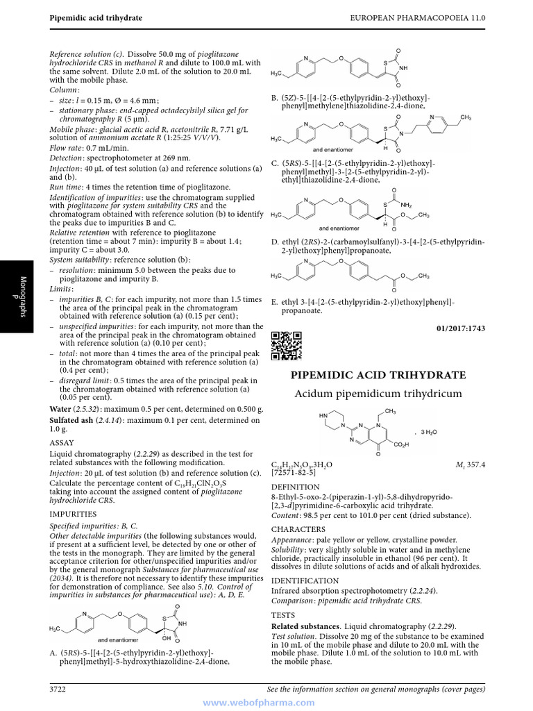 Pipemidic Acid Trihydrate | PDF | Chromatography | Solubility