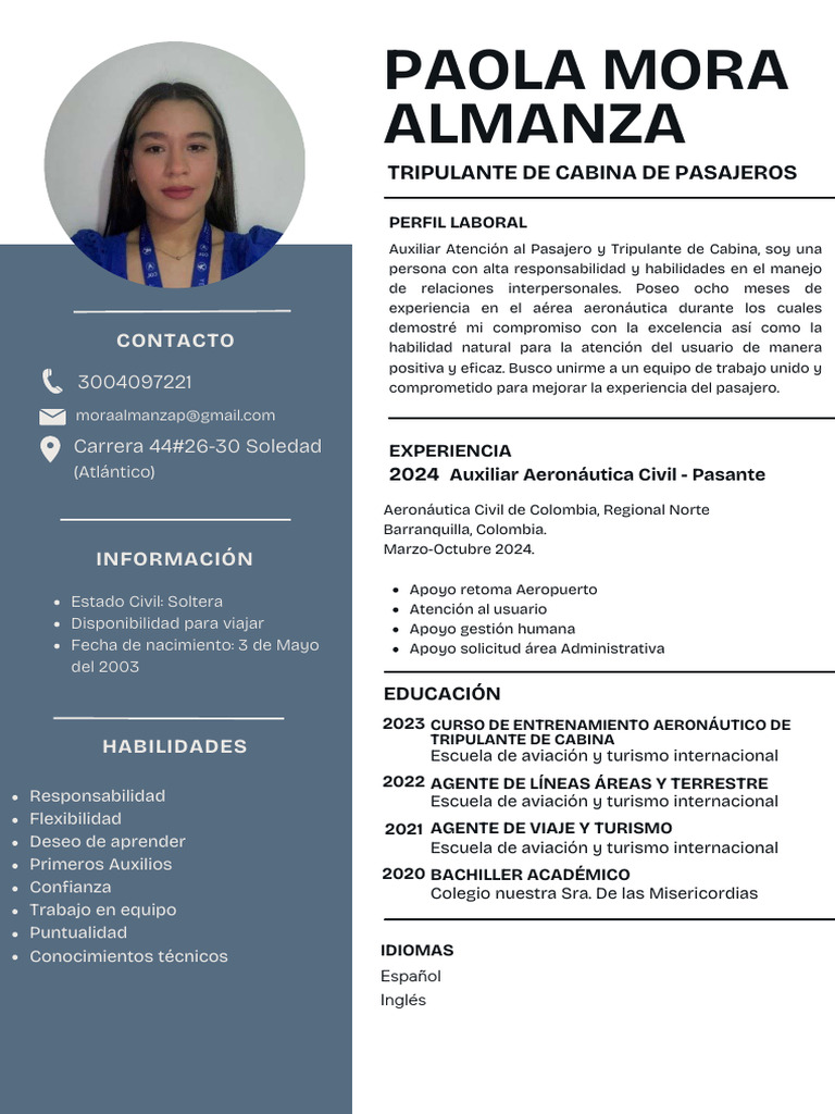 CV Paola Mora Almanza | PDF | Aviación