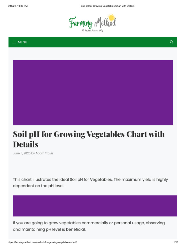 Ideal Soil pH for Vegetables Chart | PDF | Soil | Ph
