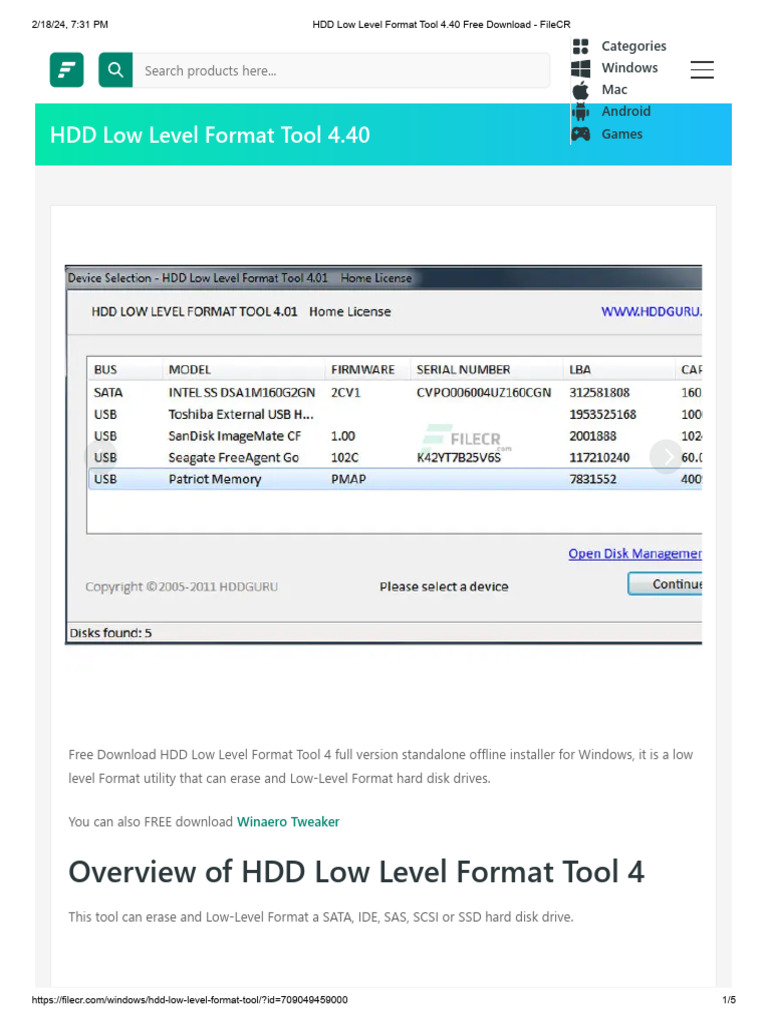 HDD Low Level Format Tool 4.40 Free Download - FileCR | PDF | Hard Disk Drive | Computer Data ...