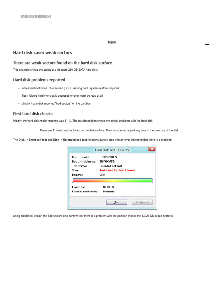 Hard Disk Case - Weak Sectors | PDF | Hard Disk Drive | Backup