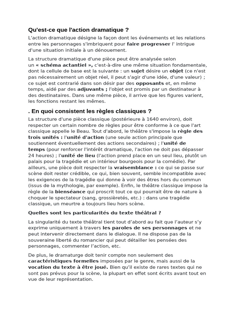 Comprendre l'action dramatique au théâtre | PDF | Théâtre | Pièce de ...