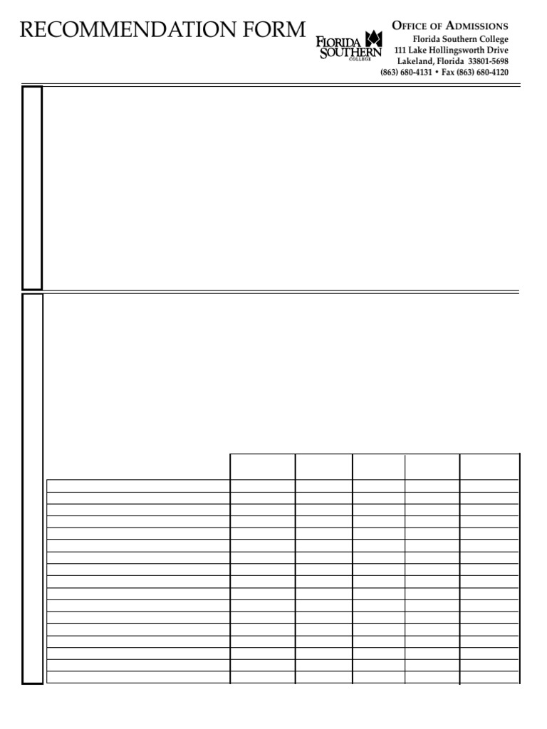 FSC Recommendation Form | PDF | Social Psychology