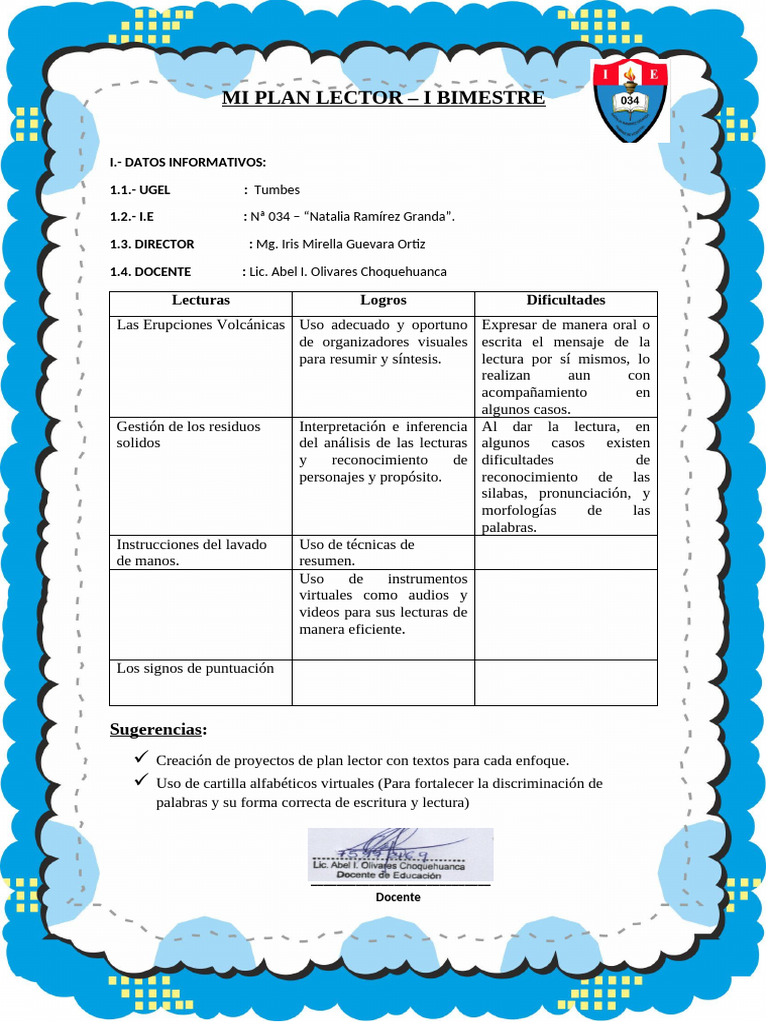 Proyecto Plan Lector 2025 - I.E Natalia Ramirez Granda. | PDF