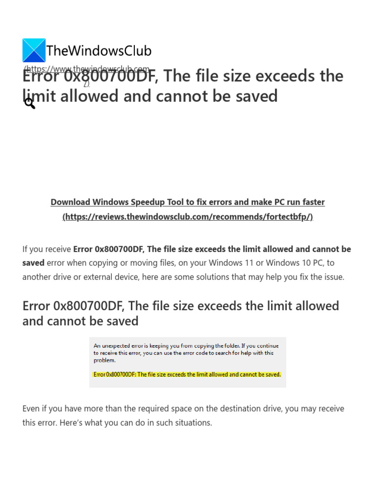 0x800700DF, File Size Exceeds The Limit Allowed and Cannot Be Saved | PDF | Windows Registry ...