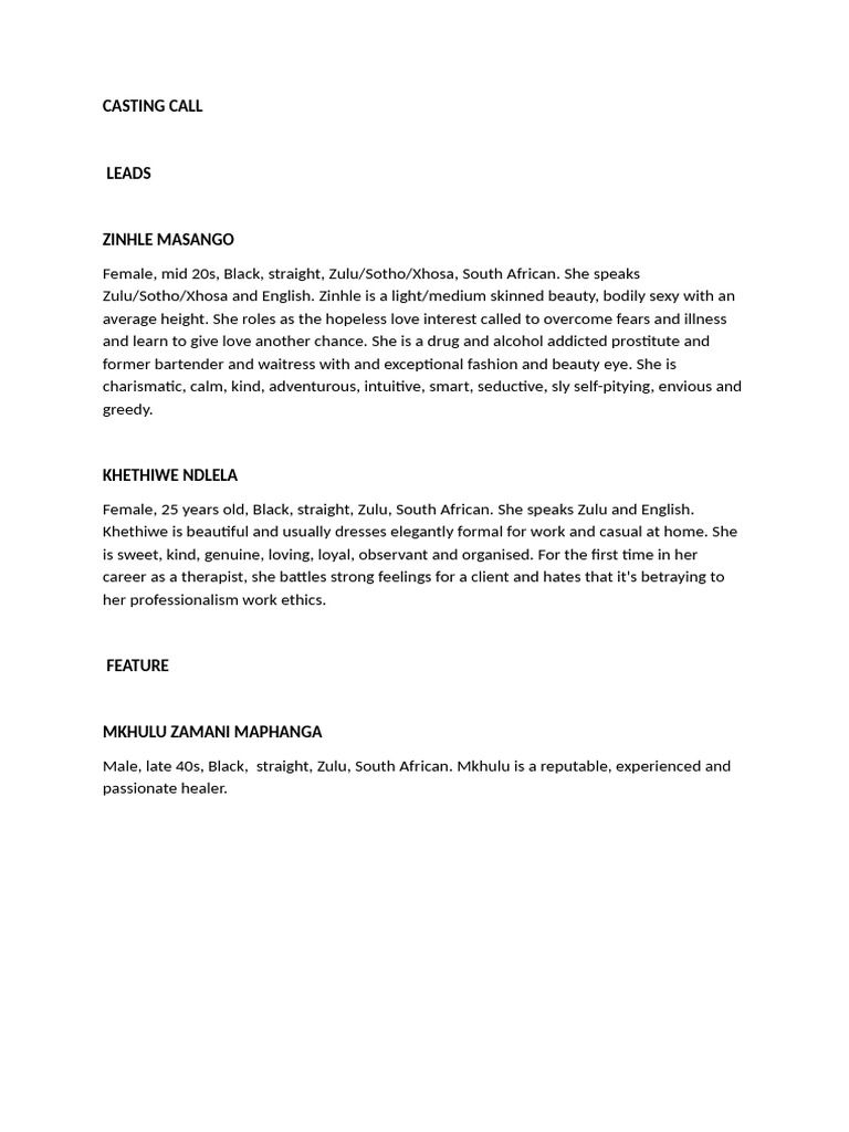 Casting Call | PDF
