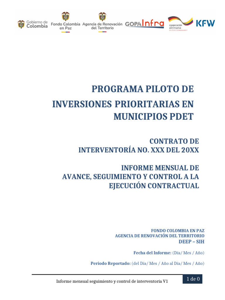 Informe Mensual de Interventoría PDET | PDF