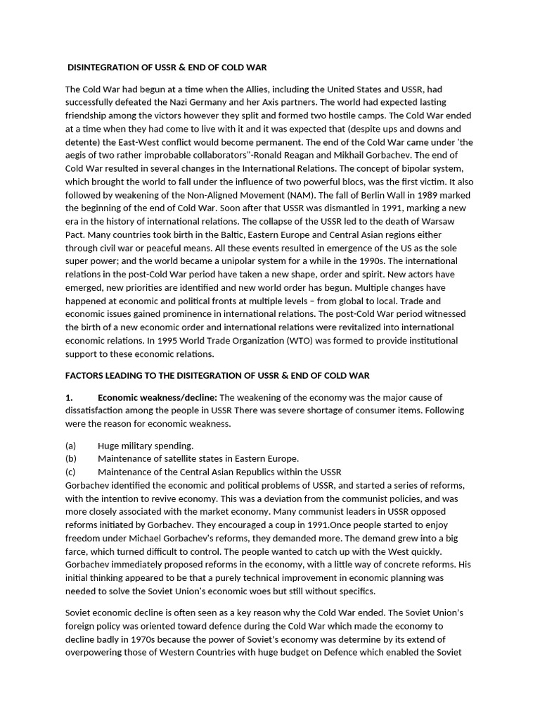 Causes of USSR Disintegration | PDF | Soviet Union | World Politics