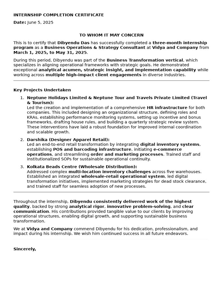 Internship Completion Certificate | PDF | Economies | Business