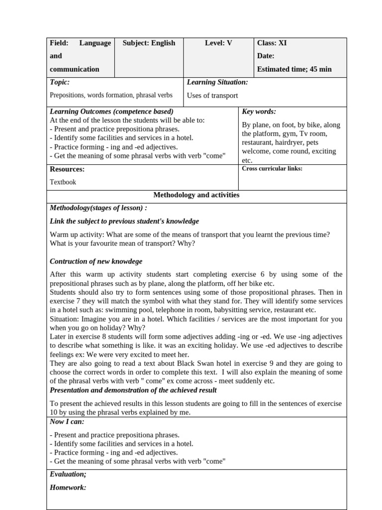 Prepositions Words Formation Phrasal Verbs | PDF | Verb | Phrase