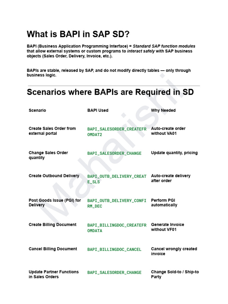 BAPIS Scenarios Where BAPI Required 1745837246 | PDF | Software Engineering | Information Technology