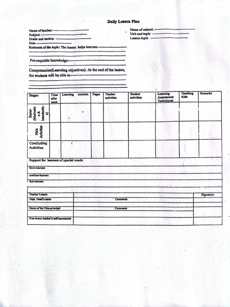 Weekly Lesson Plan | PDF