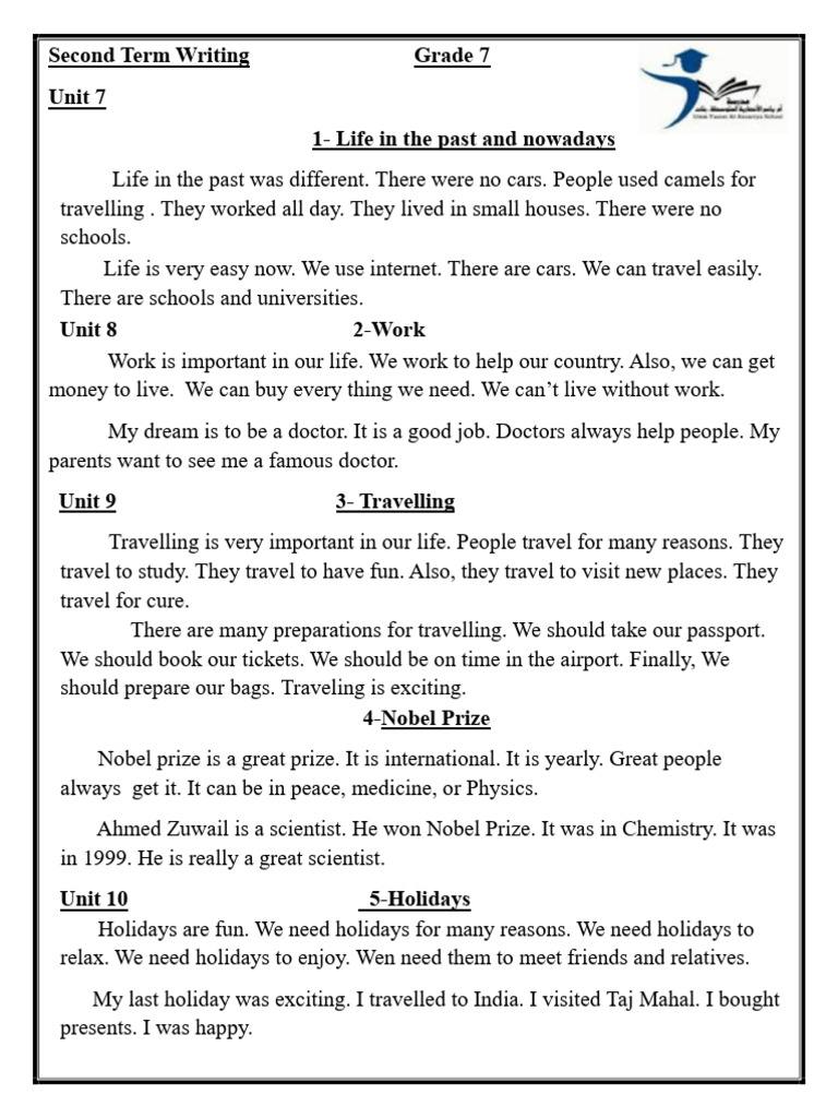 Grade7 Second Term Writing | PDF