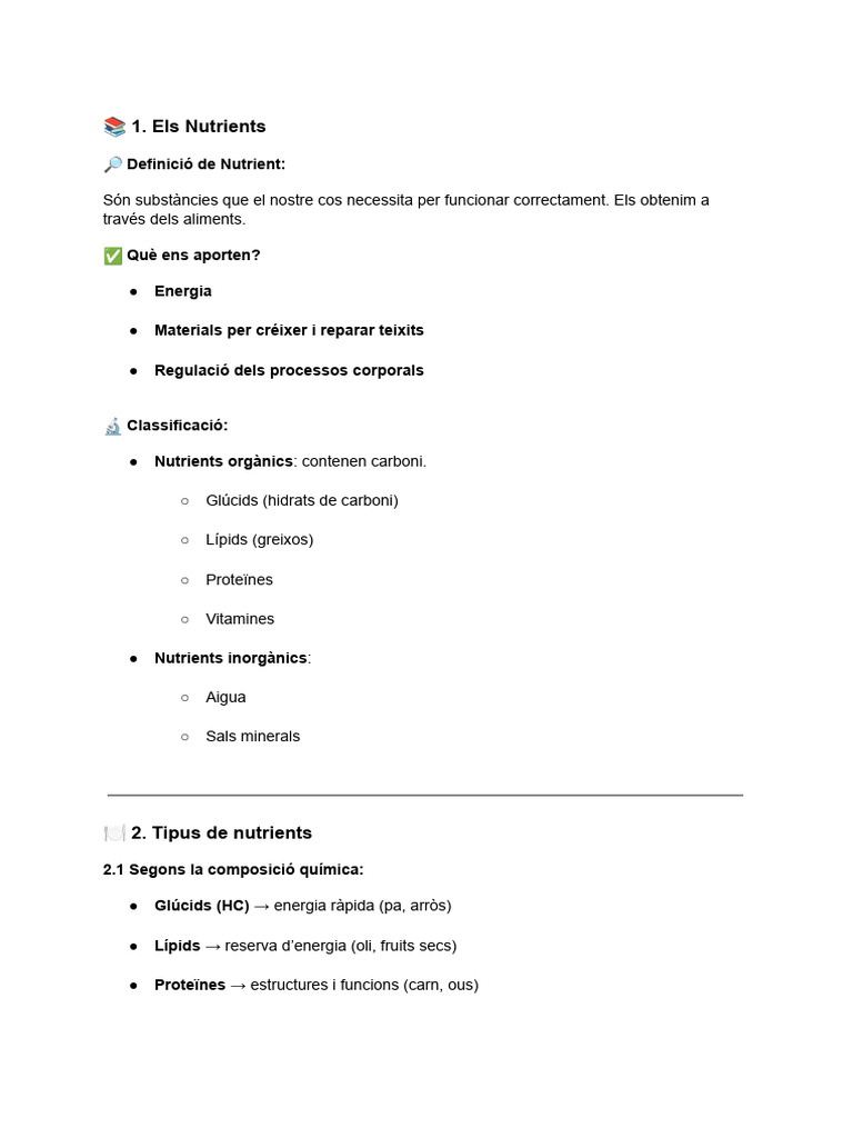 Els Nutrients: Definició de Nutrient | PDF