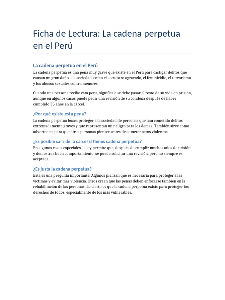 Ficha Texto Cadena Perpetua | PDF
