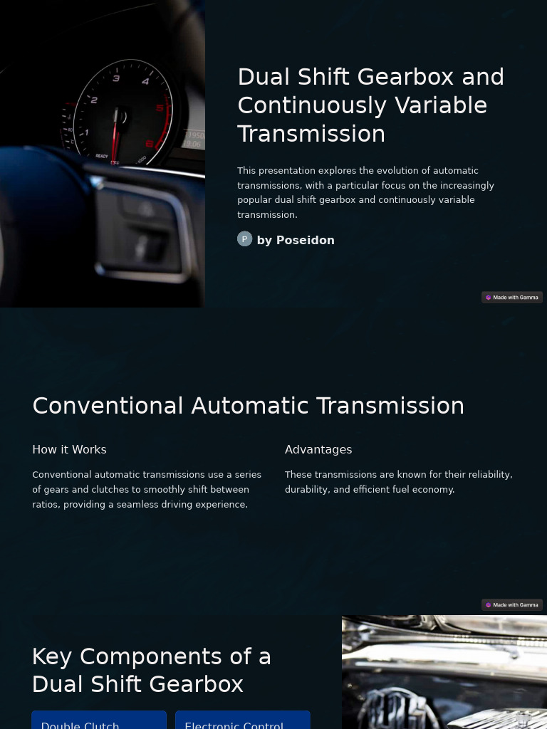 Dual Shift Gearbox and Continuously Variable Transmission | PDF ...