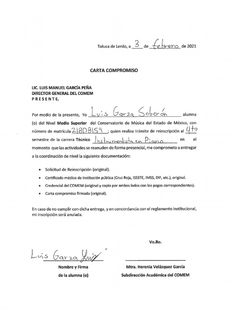 Carta Compromiso | PDF